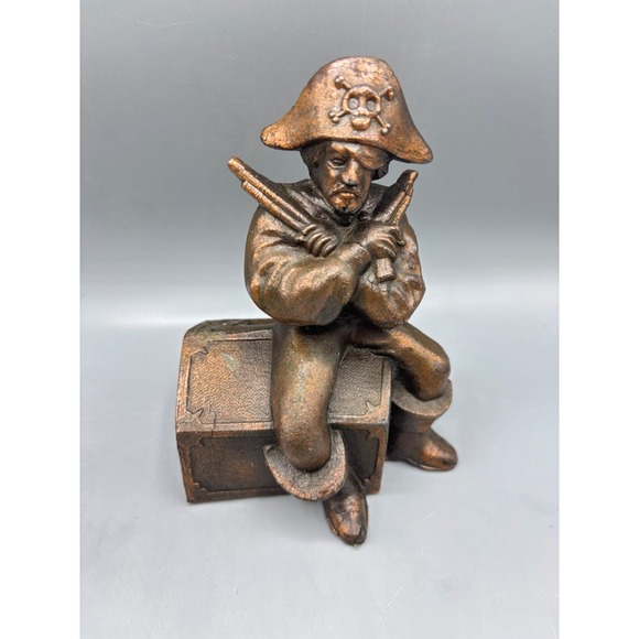 Accents | Vintage Pirate Coin Bank Bronze Tone Metal Pirate Sitting On ...